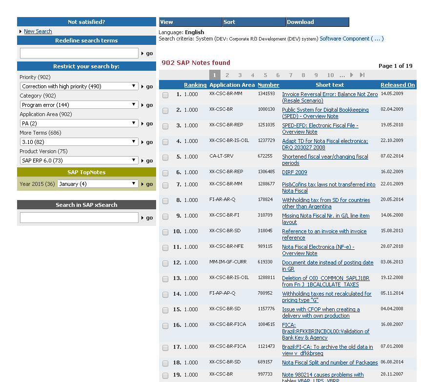 Classic SAP OSS Notes Search – SAP Blog, SAP BRAZIL, ECC, S/4HANA and more…